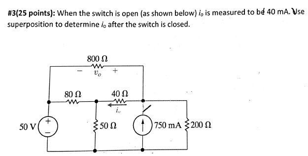 Solved #3(25 points): When the switch is open (as shown | Chegg.com