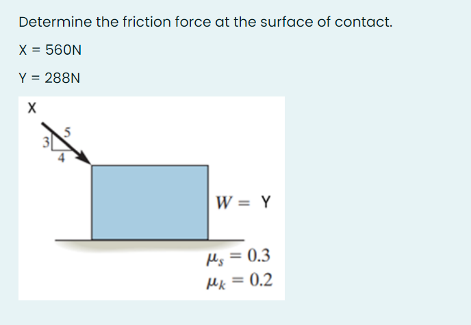 Solved Determine the friction force at the surface of | Chegg.com