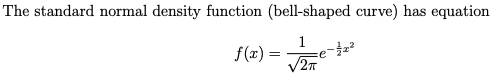 Solved The standard normal density function (bell-shaped | Chegg.com