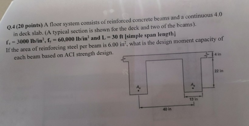 Solved Q.4 (20 points) A floor system consists of reinforced | Chegg.com Solved Q.4 (20 points) A floor system consists of reinforced | Chegg.com