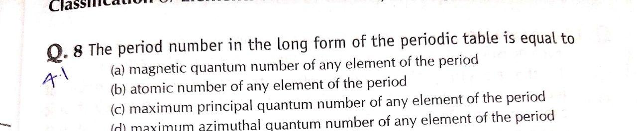 Solved 41 Q. 8 The period number in the long form of the | Chegg.com