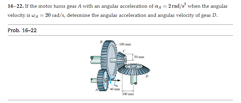 Solved 16 22 If The Motor Turns Gear A With An Angular