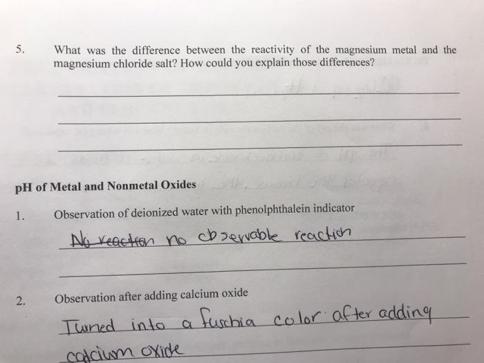 Solved 5. What was the difference between the reactivity of | Chegg.com