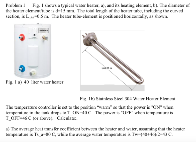 Problem 1 Fig. 1 shows a typical water heater, a), | Chegg.com