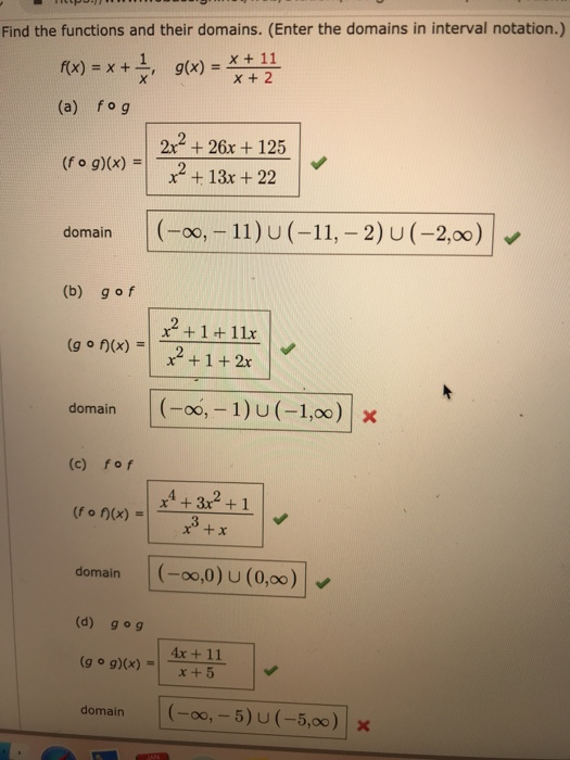 Solved Find the functions and their domains. (Enter the | Chegg.com