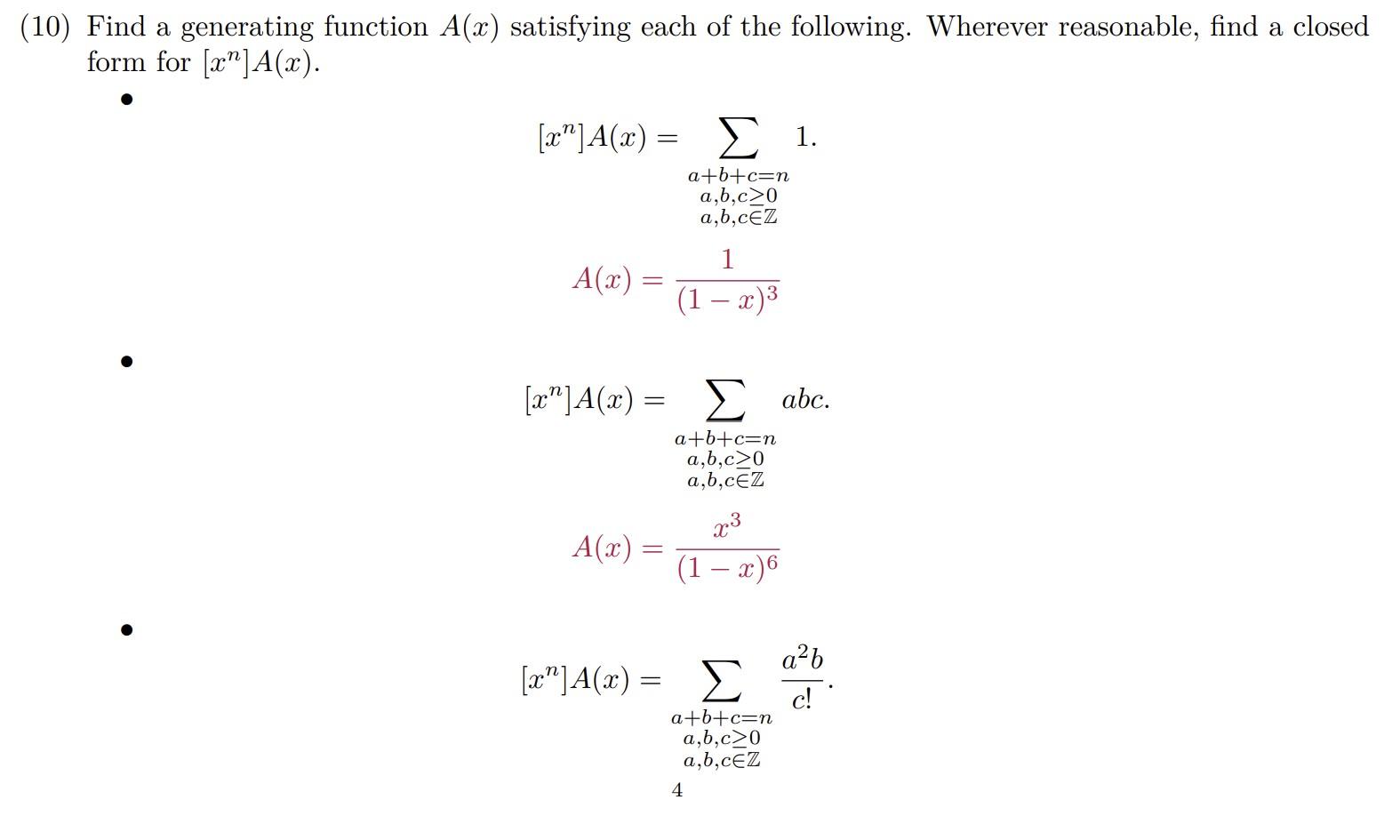 Solved 0) Find a generating function A(x) satisfying each of | Chegg.com