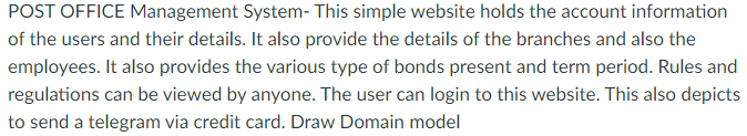 POST OFFICE Management System- This simple website | Chegg.com