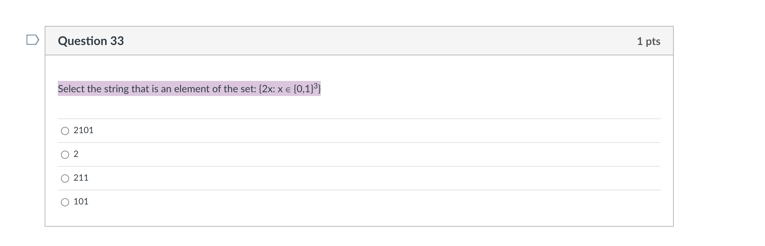 Solved Select The String That Is An Element Of The Set 1141