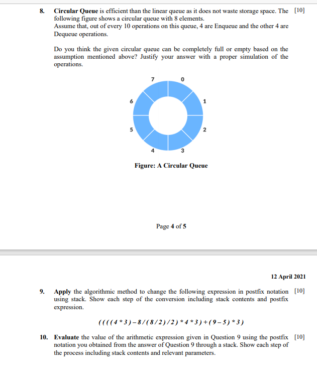 Solved 8. Circular Queue is efficient than the linear queue | Chegg.com