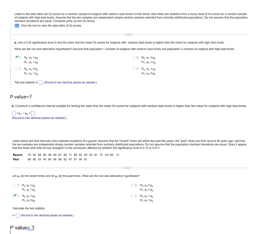 standard deviations are equal. Complete parts (a) and | Chegg.com