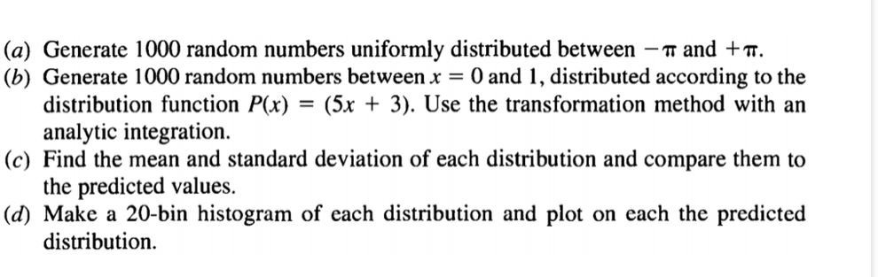 Solved (a) Generate 1000 random numbers uniformly | Chegg.com