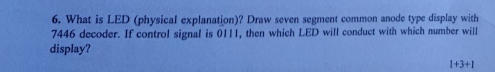 Solved 6. What is LED (physical explanation)? Draw seven | Chegg.com
