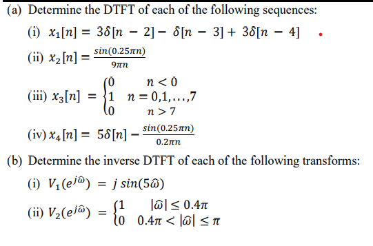 Solved a) Determine the DTFT of each of the following | Chegg.com