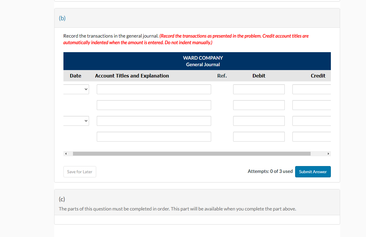 Solved Ward Company uses a single-column purchases journal, | Chegg.com
