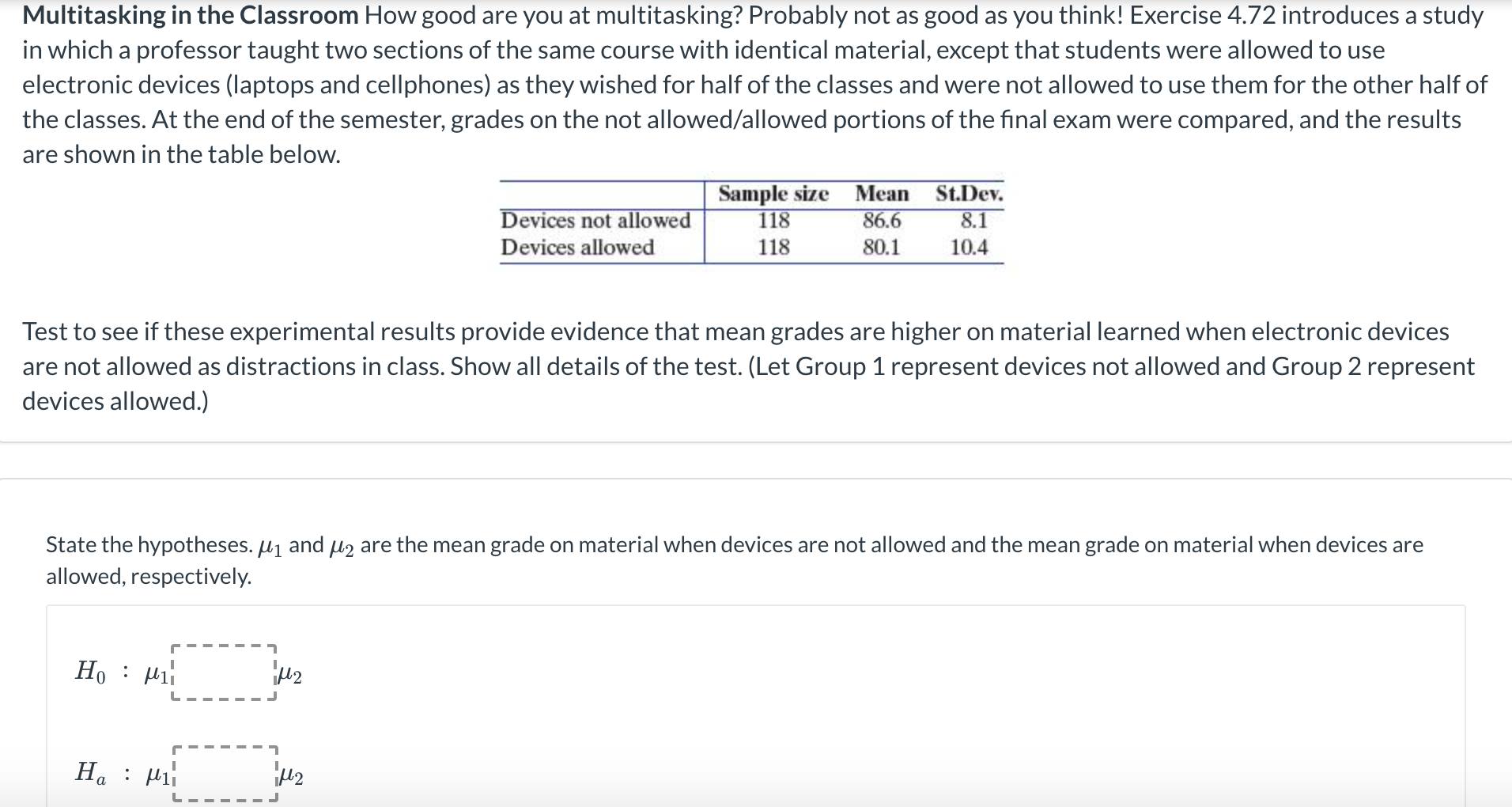 Solved Multitasking in the Classroom How good are you at | Chegg.com