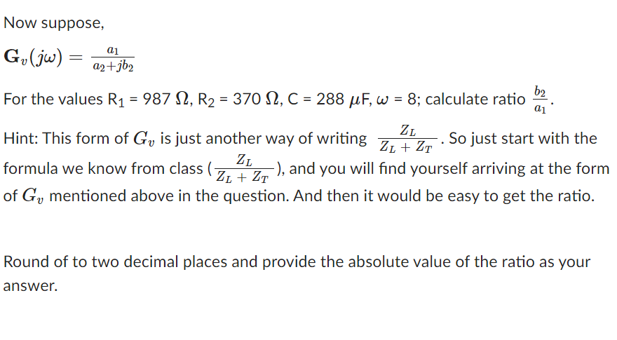 Solved a) Given the values: R1 = 229 Ω R2 = 369 Ω C = 278 | Chegg.com