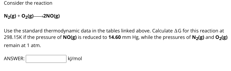 Solved Consider the reaction CO(g)+Cl2( g) COCl2( g) Using | Chegg.com