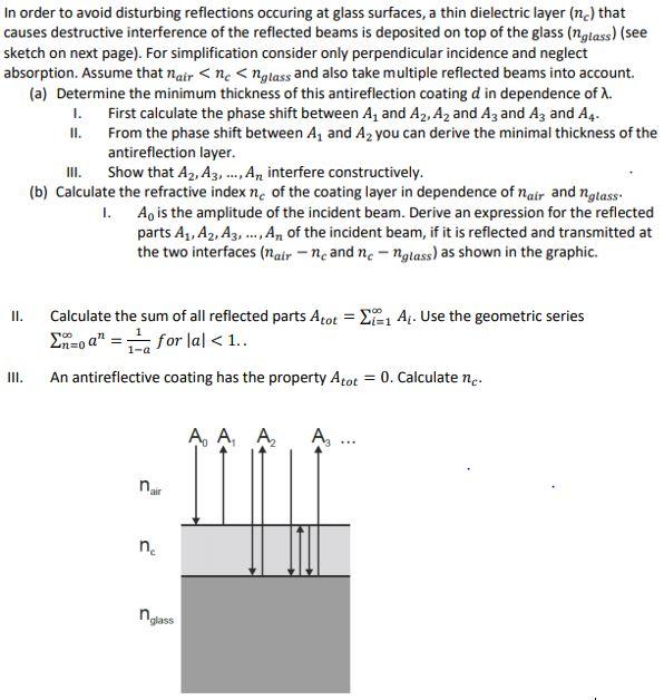 Solved In order to avoid disturbing reflections occuring at | Chegg.com