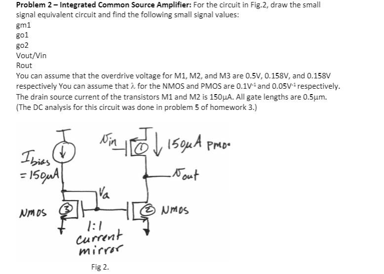 Solved Problem 2 - Integrated Common Source Amplifier: For | Chegg.com