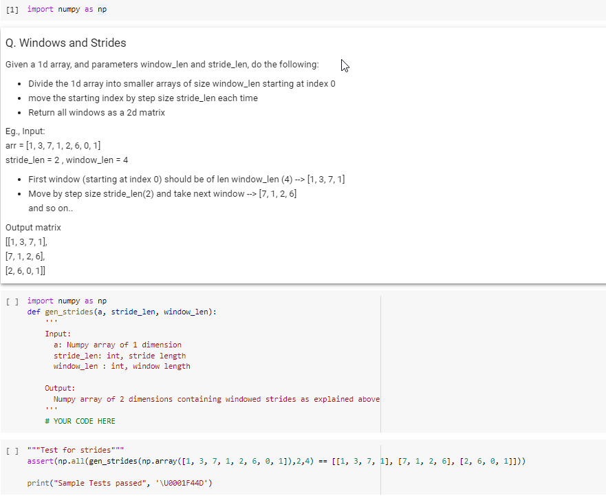 Solved [1] import numpy as np Q. Windows and Strides Given a | Chegg.com