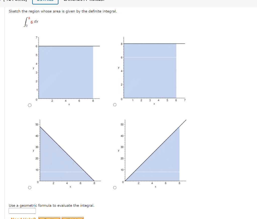 Solved Sketch the region whose area is given by the definite | Chegg.com