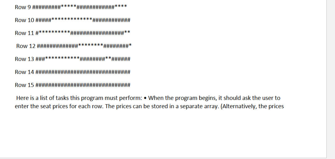 Solved Group Project :Theater Seating This program should be | Chegg.com