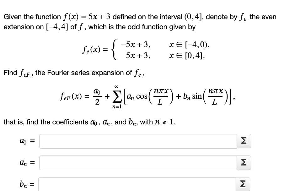 Solved Given the function f(x)=5x+3 defined on the interval | Chegg.com