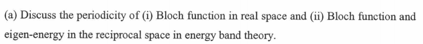 Solved (a) ﻿Discuss the periodicity of (i) ﻿Bloch function | Chegg.com