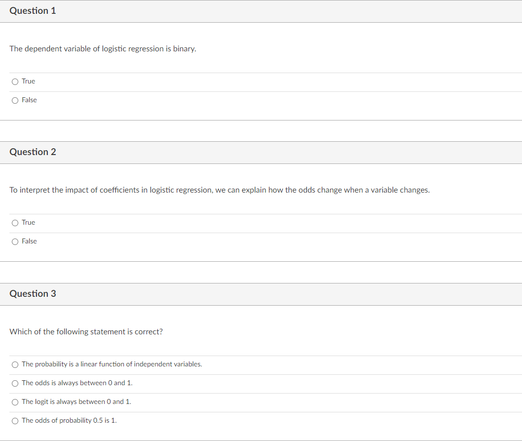 Solved Question 1 The dependent variable of logistic | Chegg.com