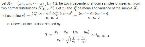 Solved Let Xi=(xi1,xi2,⋯,xint), i=1,2, be two independent | Chegg.com