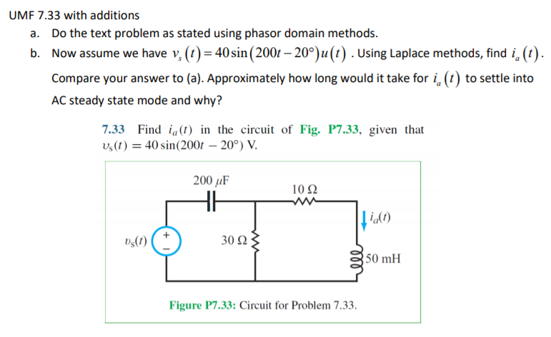 Solved UMF 7.33 with additions a. Do the text problem as | Chegg.com