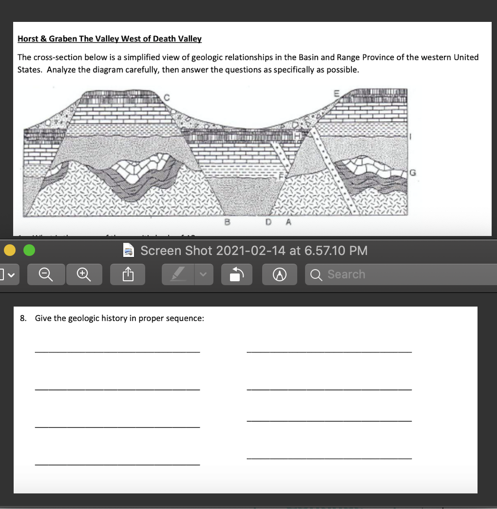 Solved Horst & Graben The Valley West of Death Valley The | Chegg.com