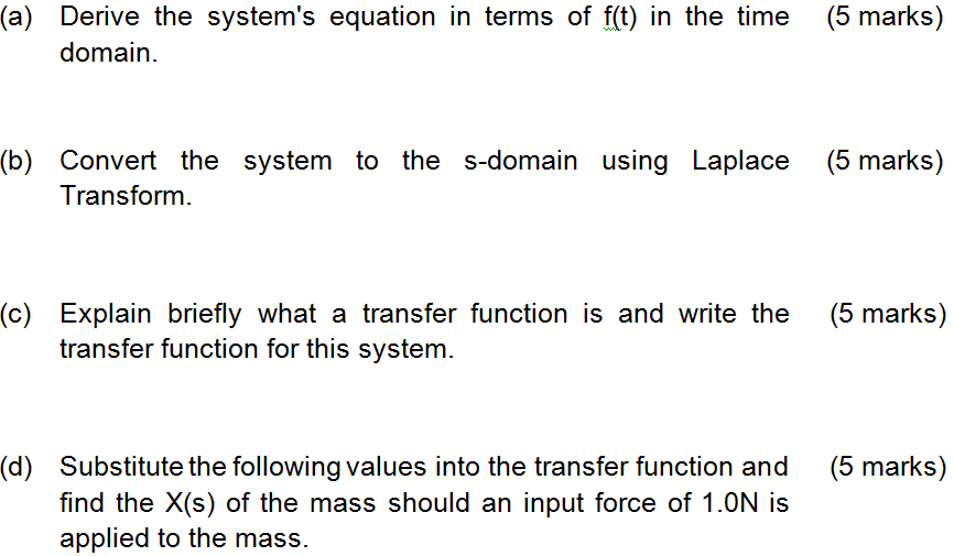 Solved Question 4 (20 Marks) Given the translational system | Chegg.com