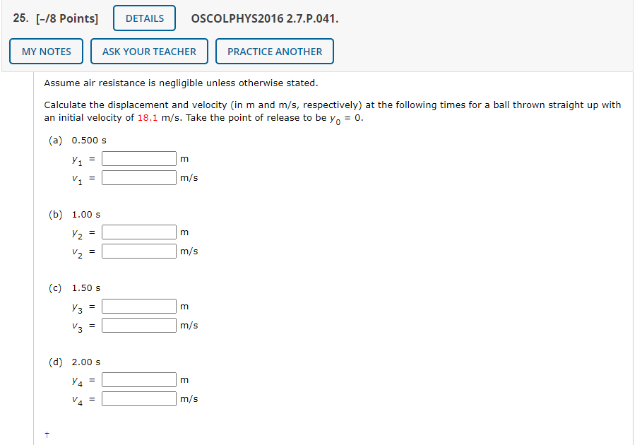 Solved 25 [ 8 Points] Details Oscolphys2016 2 7 P 041 My