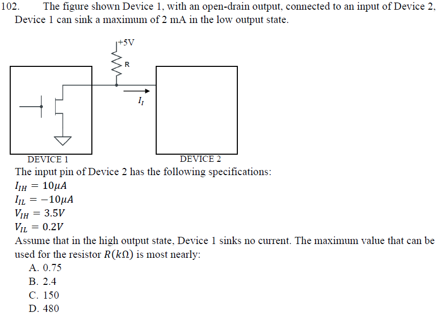 Solved 02. The figure shown Device 1, with an open-drain | Chegg.com