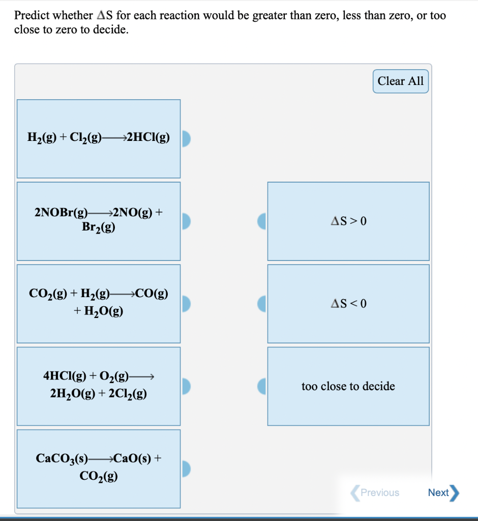 Solved Predict whether AS for each reaction would be greater | Chegg.com