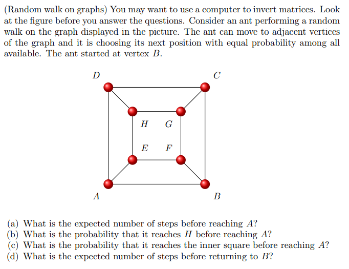 (Random walk on graphs) You may want to use a | Chegg.com