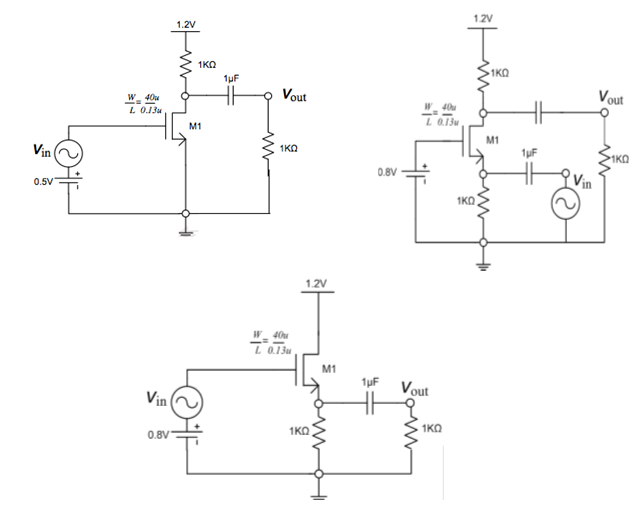 1. Analysis of Common Source NMOS Amplifiers 2. | Chegg.com