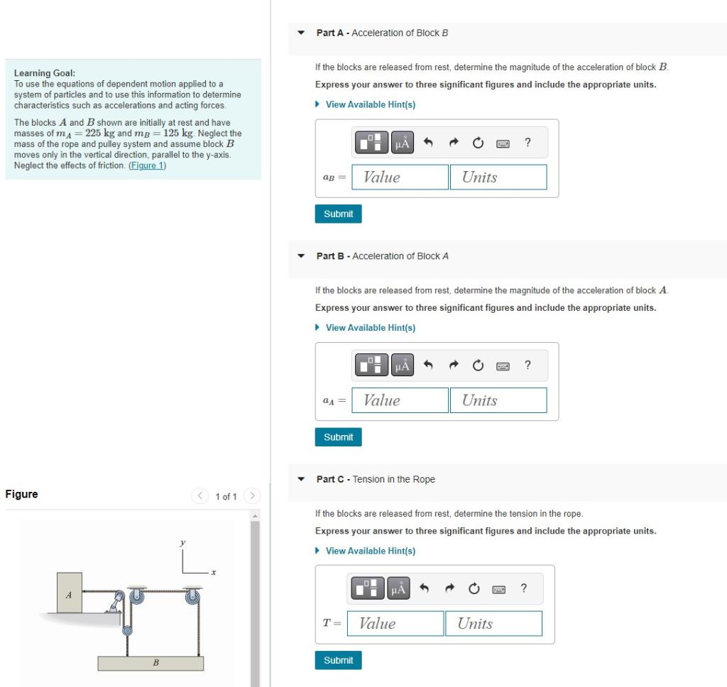 Solved Learning Goal: If the blocks are released from rest, | Chegg.com