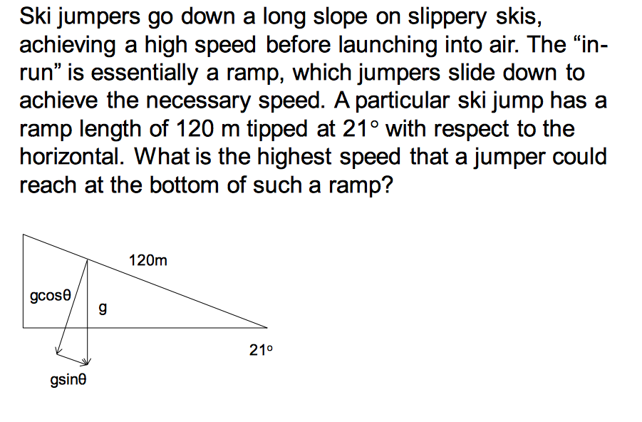 Solved Ski jumpers go down a long slope on slippery skis, | Chegg.com