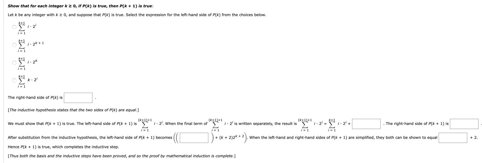 Solved Show that for each integer k 2 0, if P(k) is true, | Chegg.com
