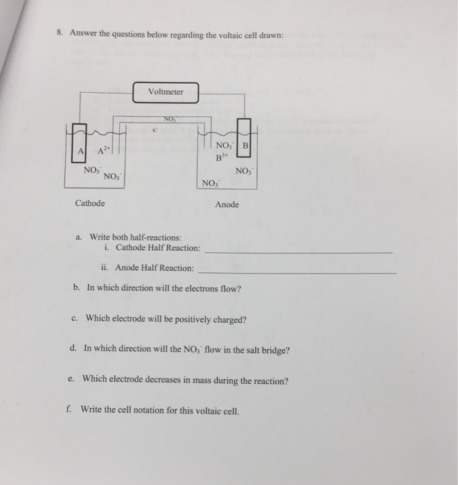 Solved Answer the questions below regarding the voltaic cell | Chegg.com