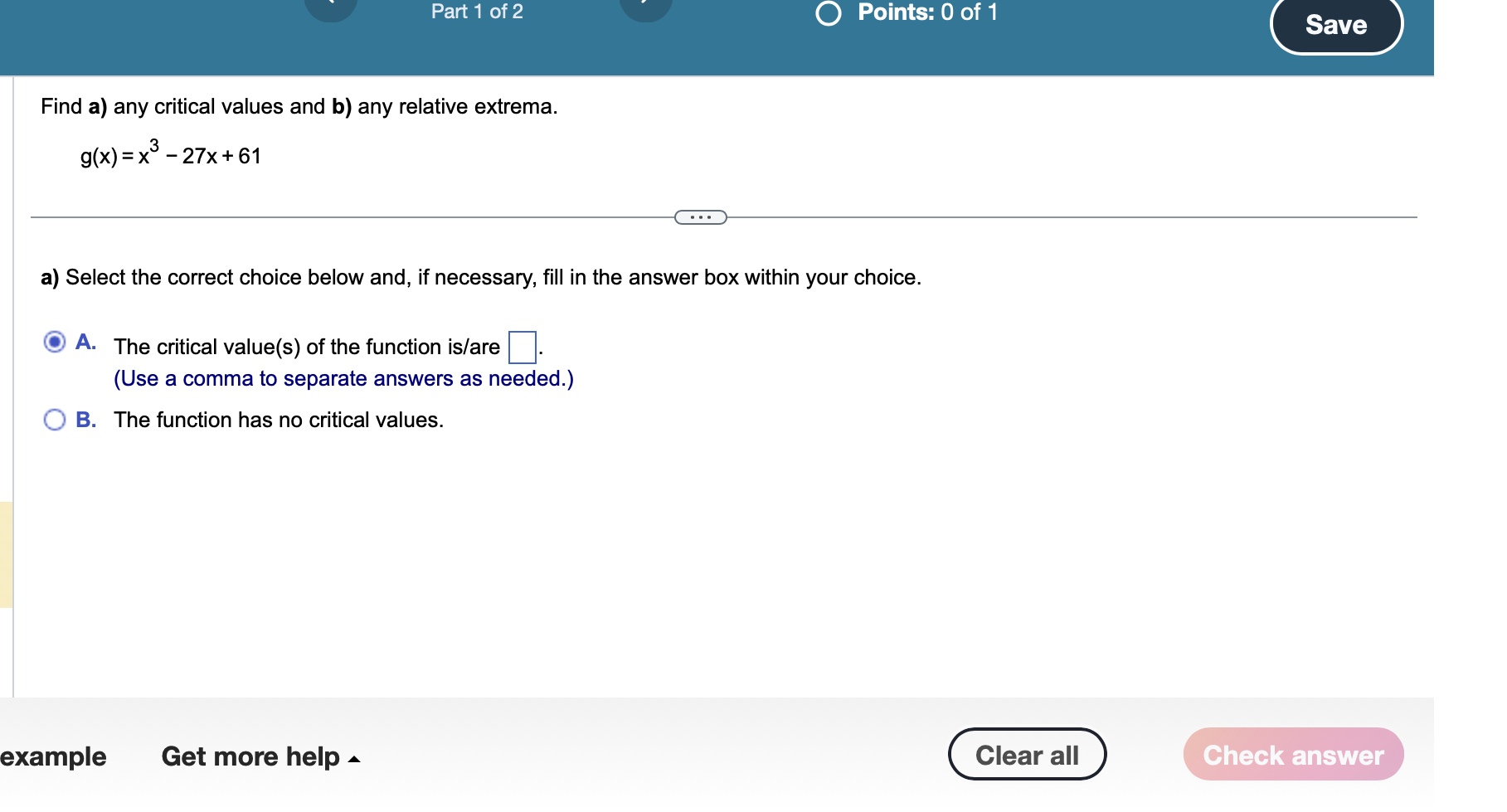 Solved Find a) any critical values and b) any relative | Chegg.com