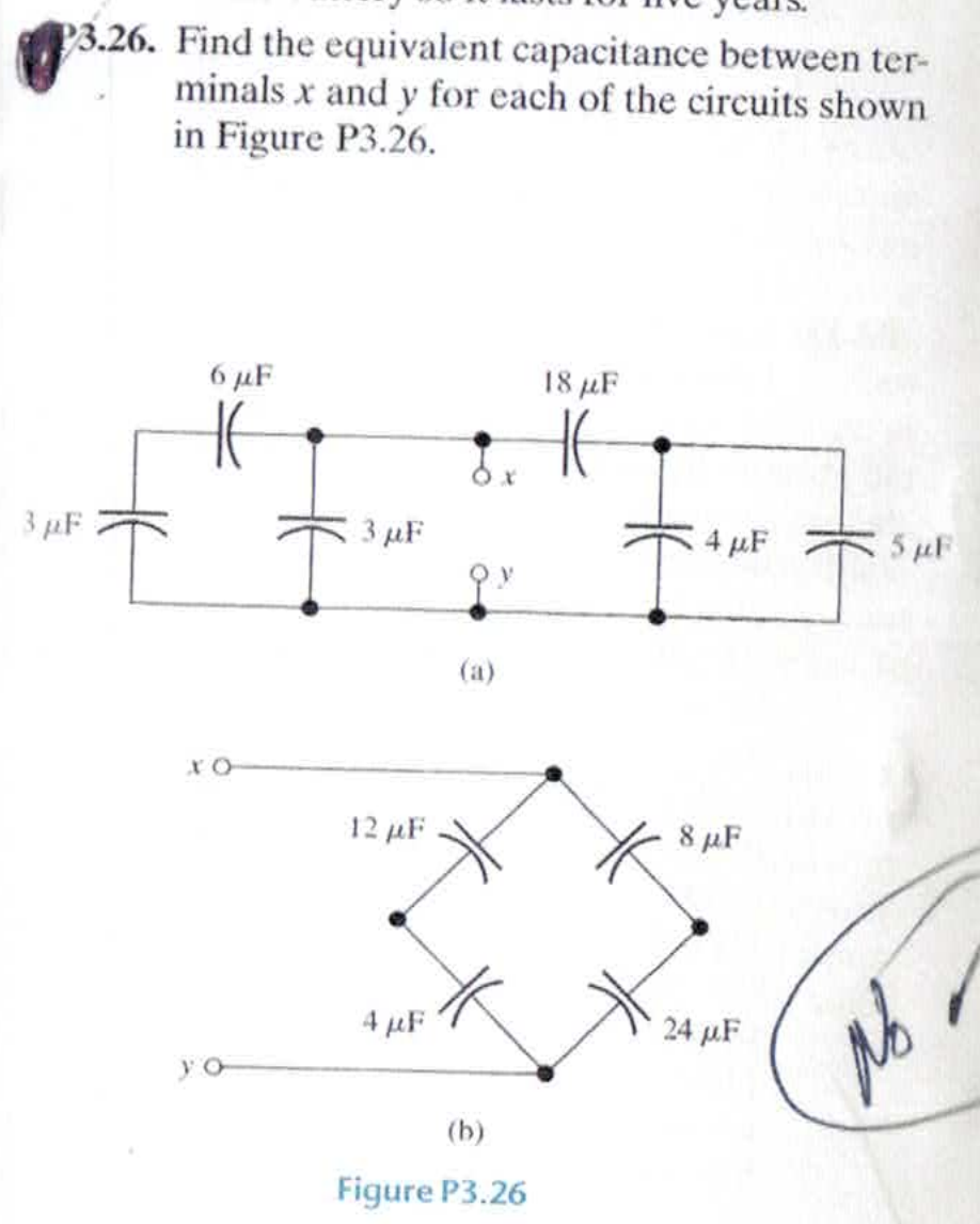 Solved P3.26. Find the equivalent capacitance between | Chegg.com