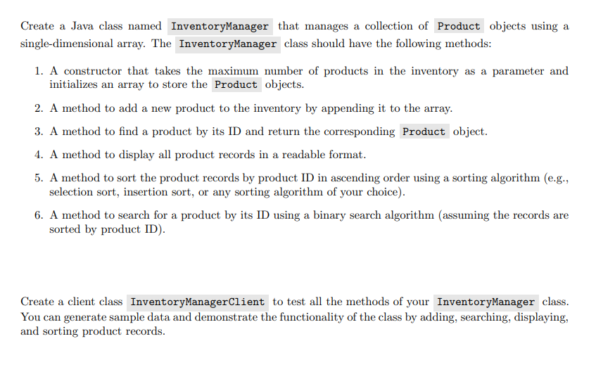 Solved In Java (if possible, in Eclipse) Product Class (to | Chegg.com