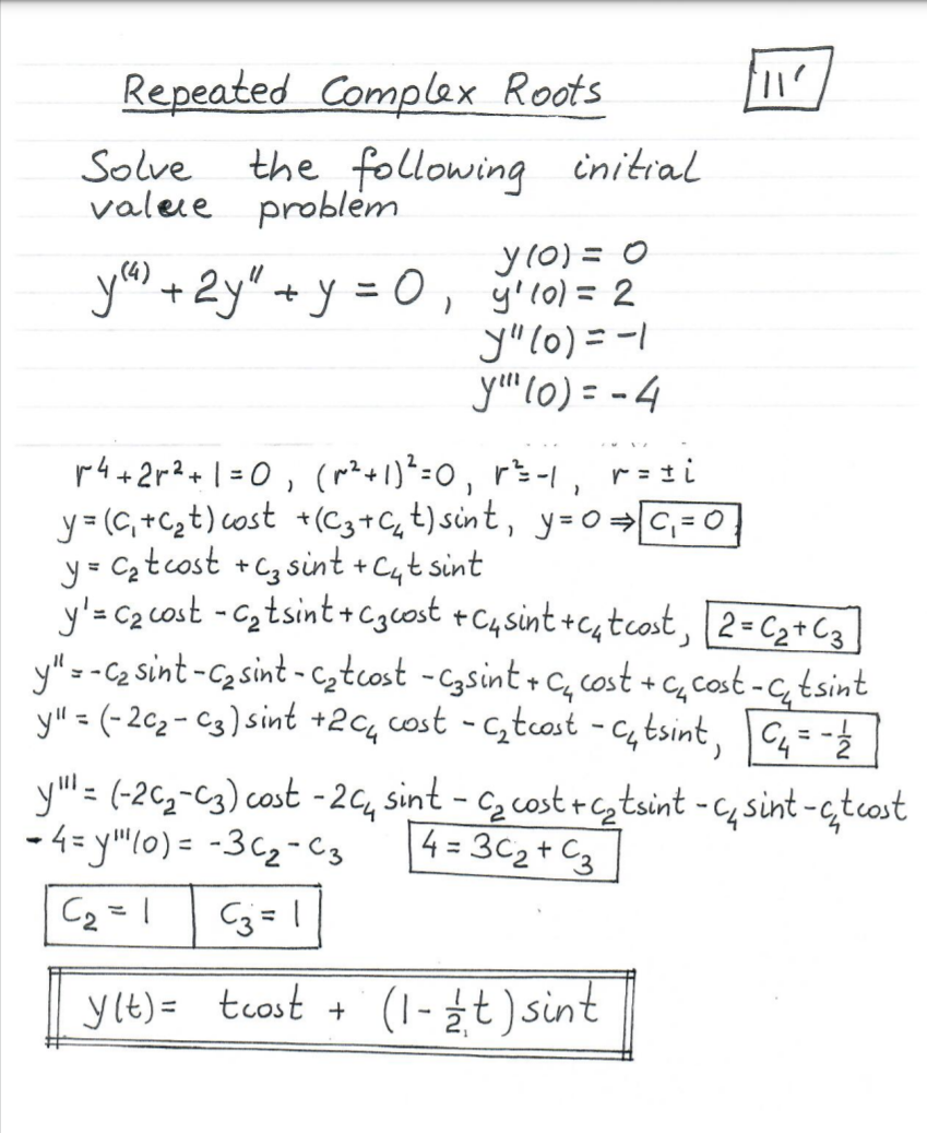 Solved Repeated Complex Roots Solve the following initial | Chegg.com