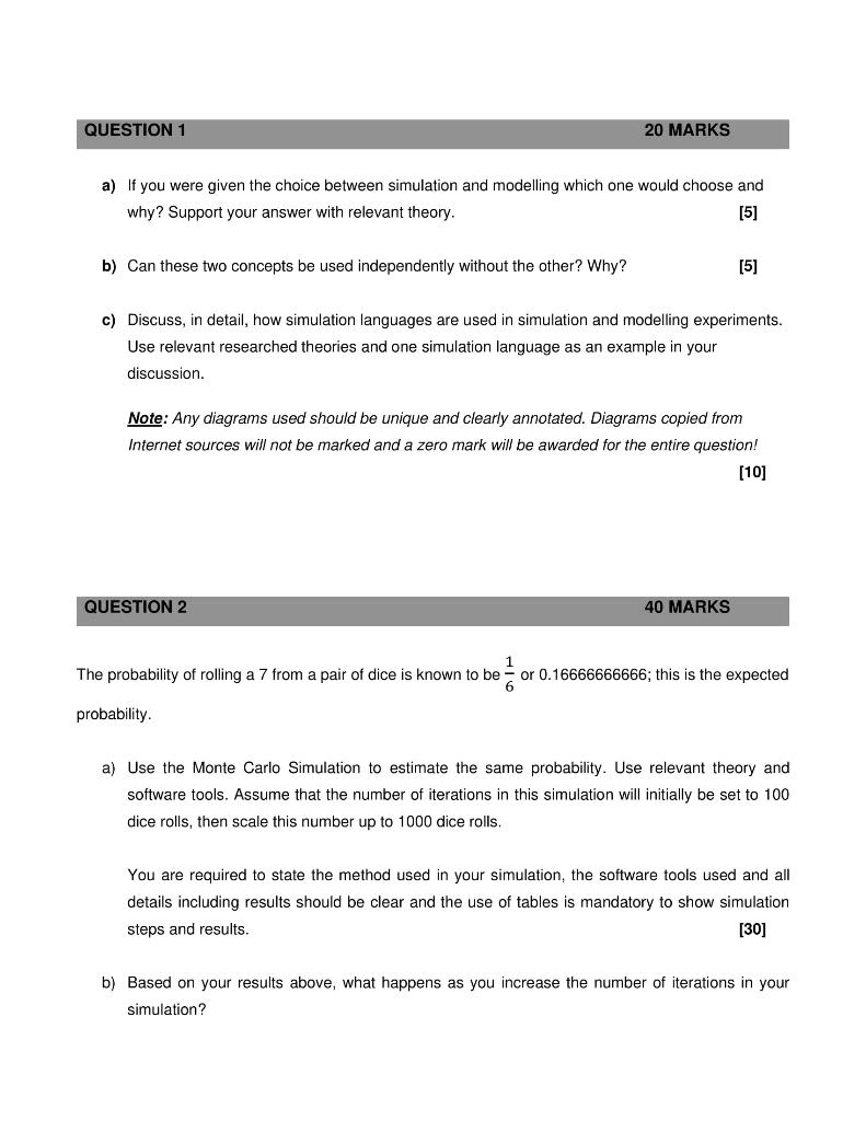 Solved a) If you were given the choice between simulation | Chegg.com