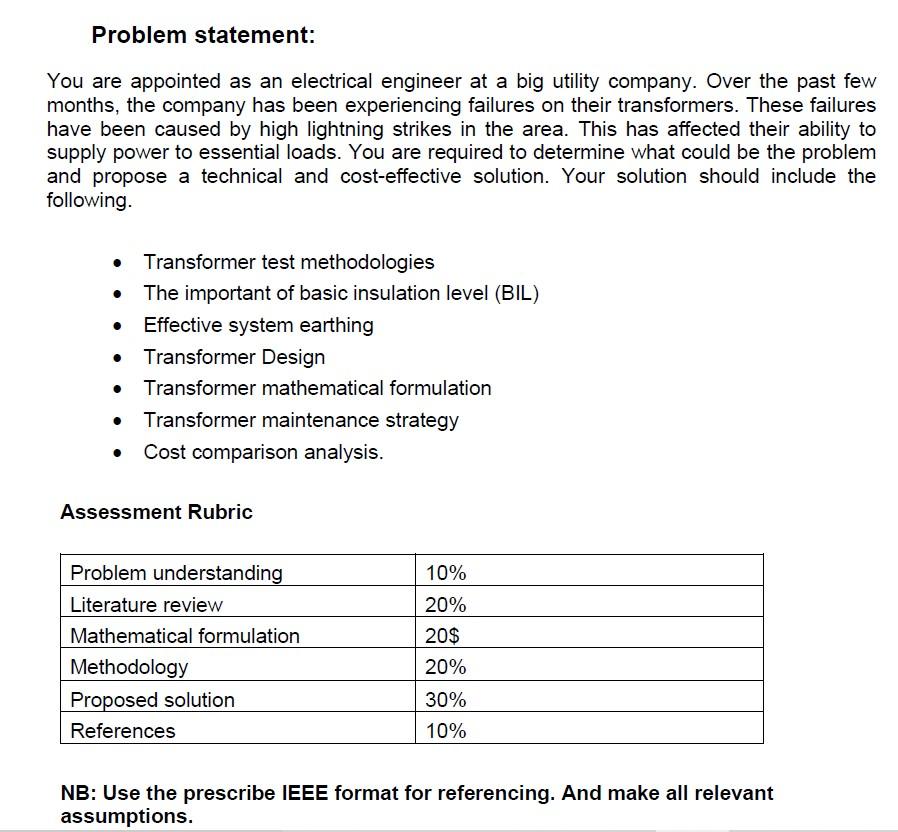 Solved Problem statement: You are appointed as an electrical | Chegg.com