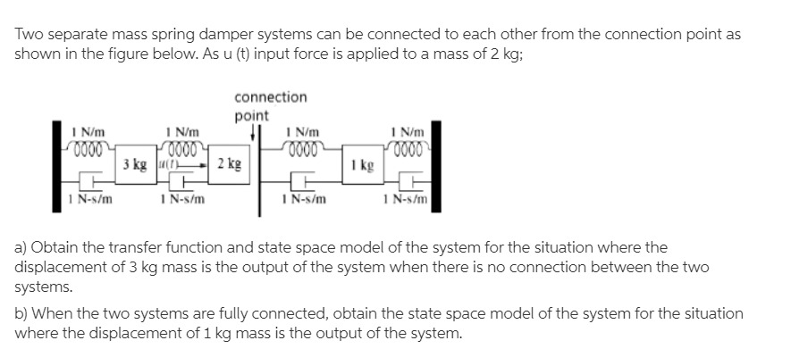 Solved Two separate mass spring damper systems can be | Chegg.com