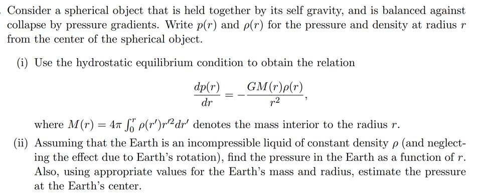 Solved Consider a spherical object that is held together by | Chegg.com